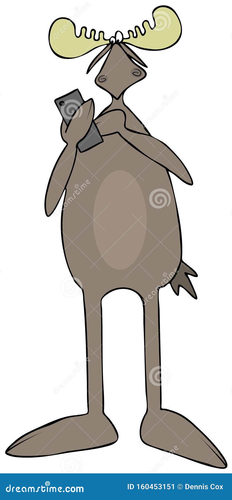 Bull Moose Texting on His Phone Stock Illustration - Illustration of ...