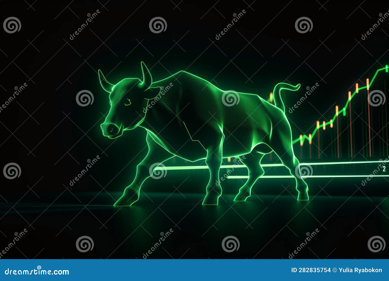Bull neon. Generate Ai stock illustration. Illustration of abstract ...