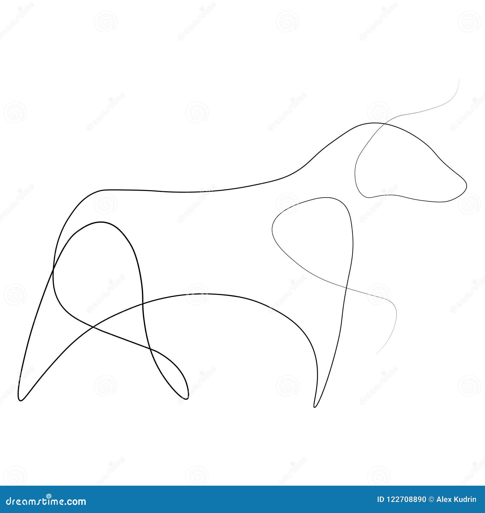 Bull one line stock vector. Illustration of graphic - 122708890