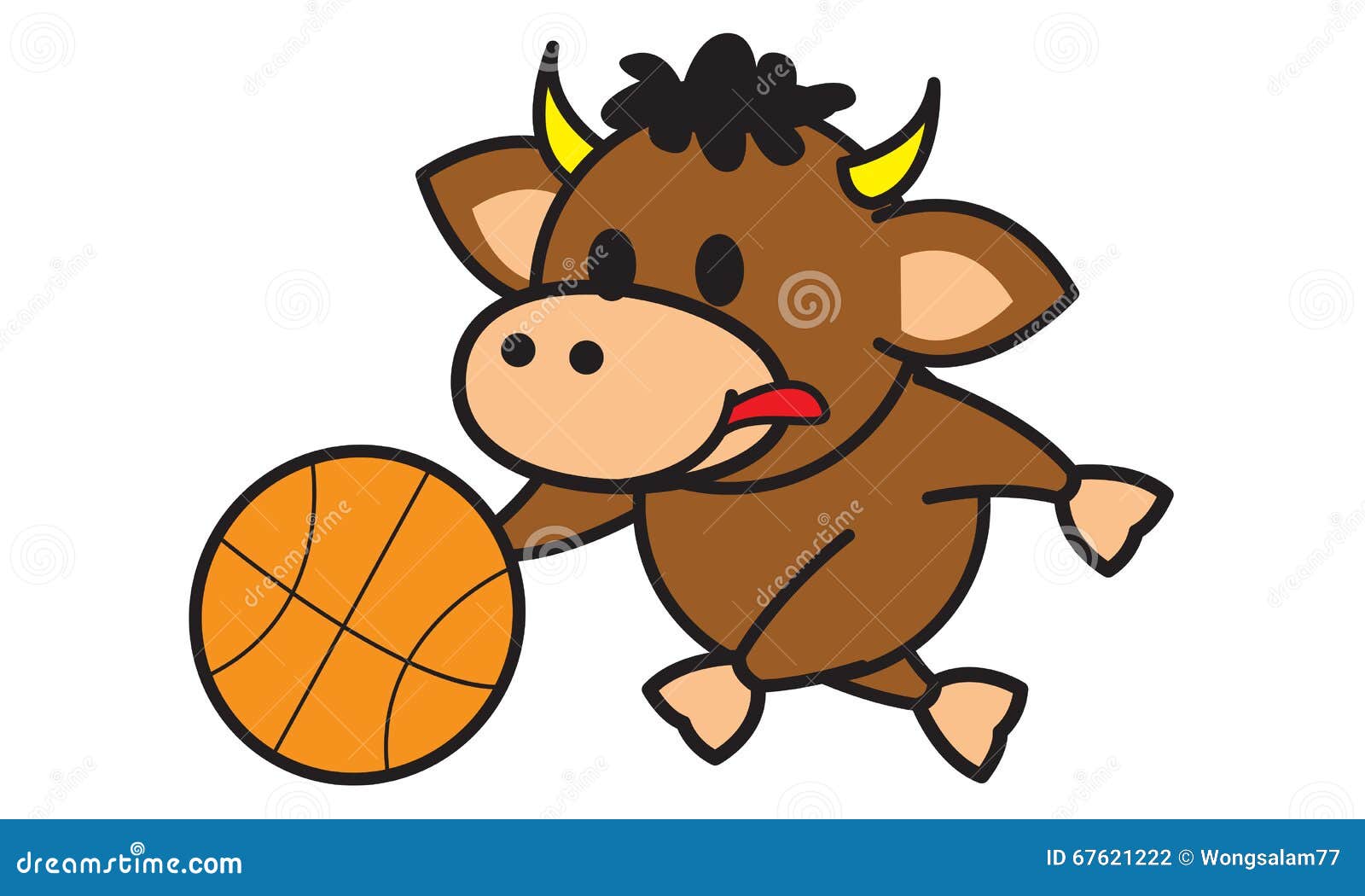 Bull Playing Basketball stock vector. Illustration of mascot - 67621222