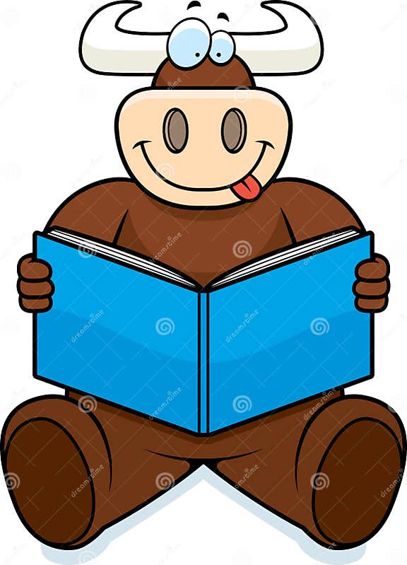 Bull Reading stock vector. Illustration of novel, cartoon - 14111156