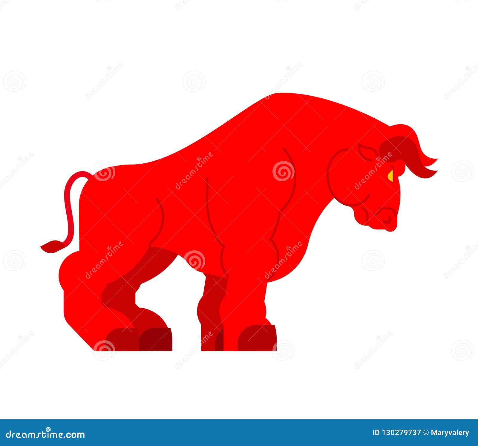 Bull Red Strong Isolated. Big Power Buffalo Stock Vector - Illustration ...