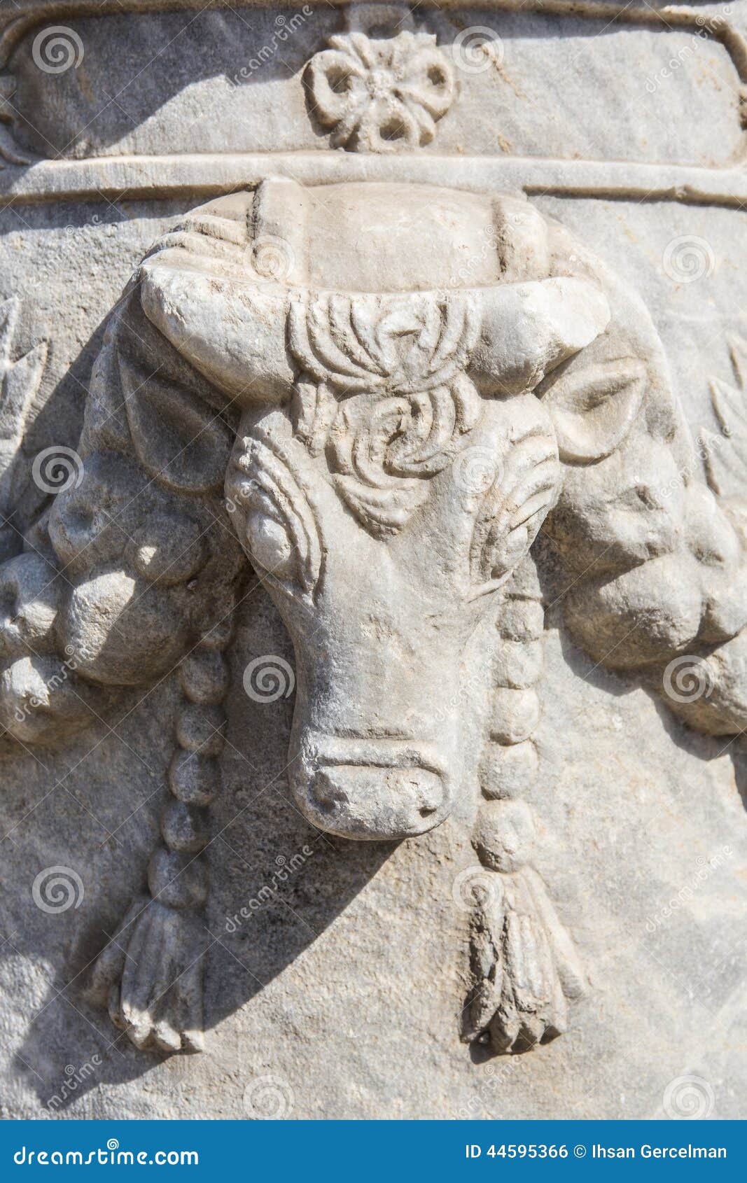 Bull Relief on Column Head in Knidos, Datca, Mugla, Turkey Stock Photo ...