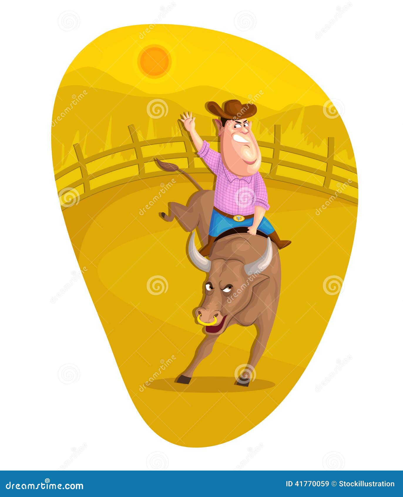 Bull Rider Cartoon Vector Illustration Isolated On White. Vector Funny ...