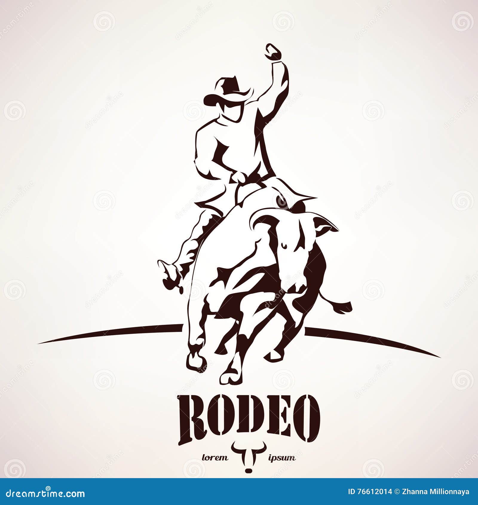 Bull rodeo symbol stock vector. Illustration of bullfight - 76612014