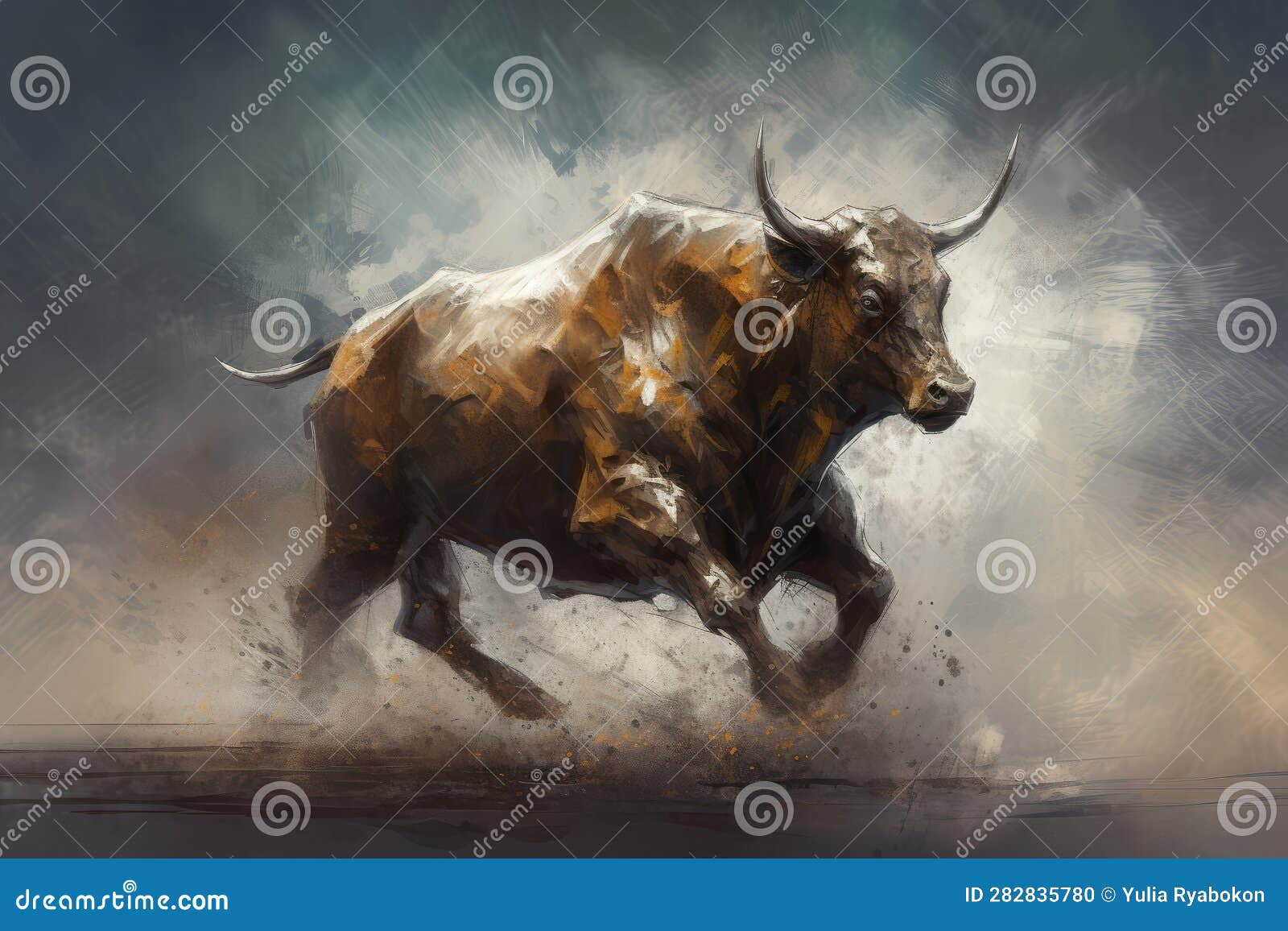 Bull run. Generate Ai stock illustration. Illustration of agriculture ...