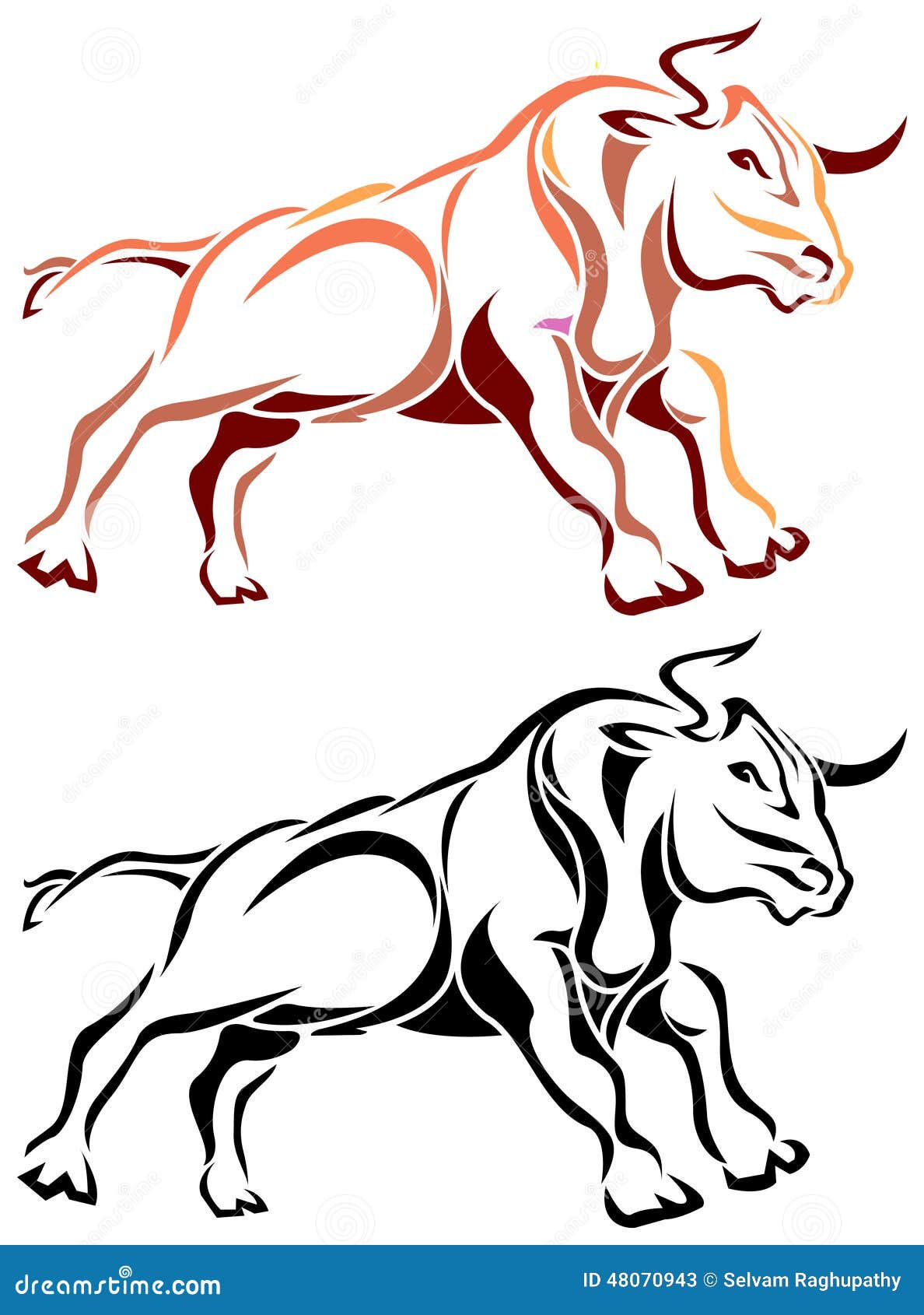 Bull run stock vector. Illustration of great, aimed, head - 48070943