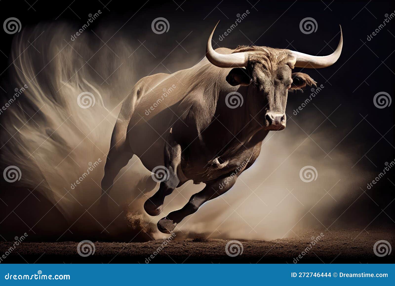 Bull, Running Full Speed Ahead with Its Horns Down Stock Illustration ...
