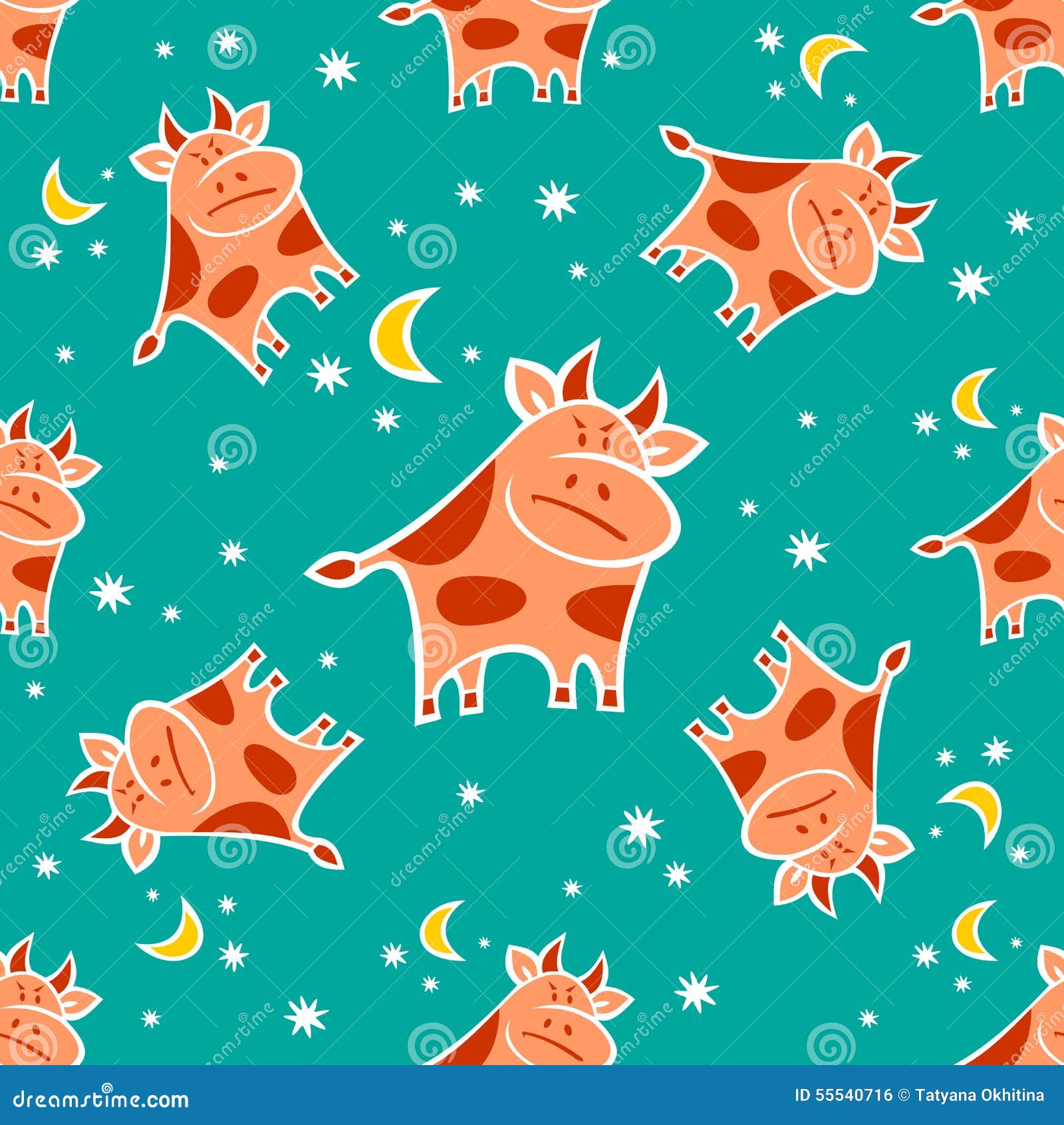 Bull seamless pattern stock vector. Illustration of pattern - 55540716