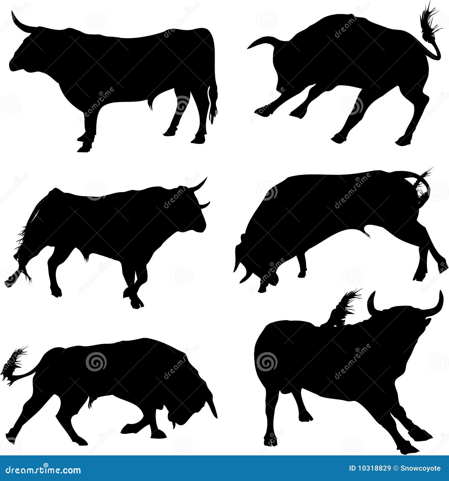 Bull set stock vector. Illustration of taurus, silhouette - 10318829
