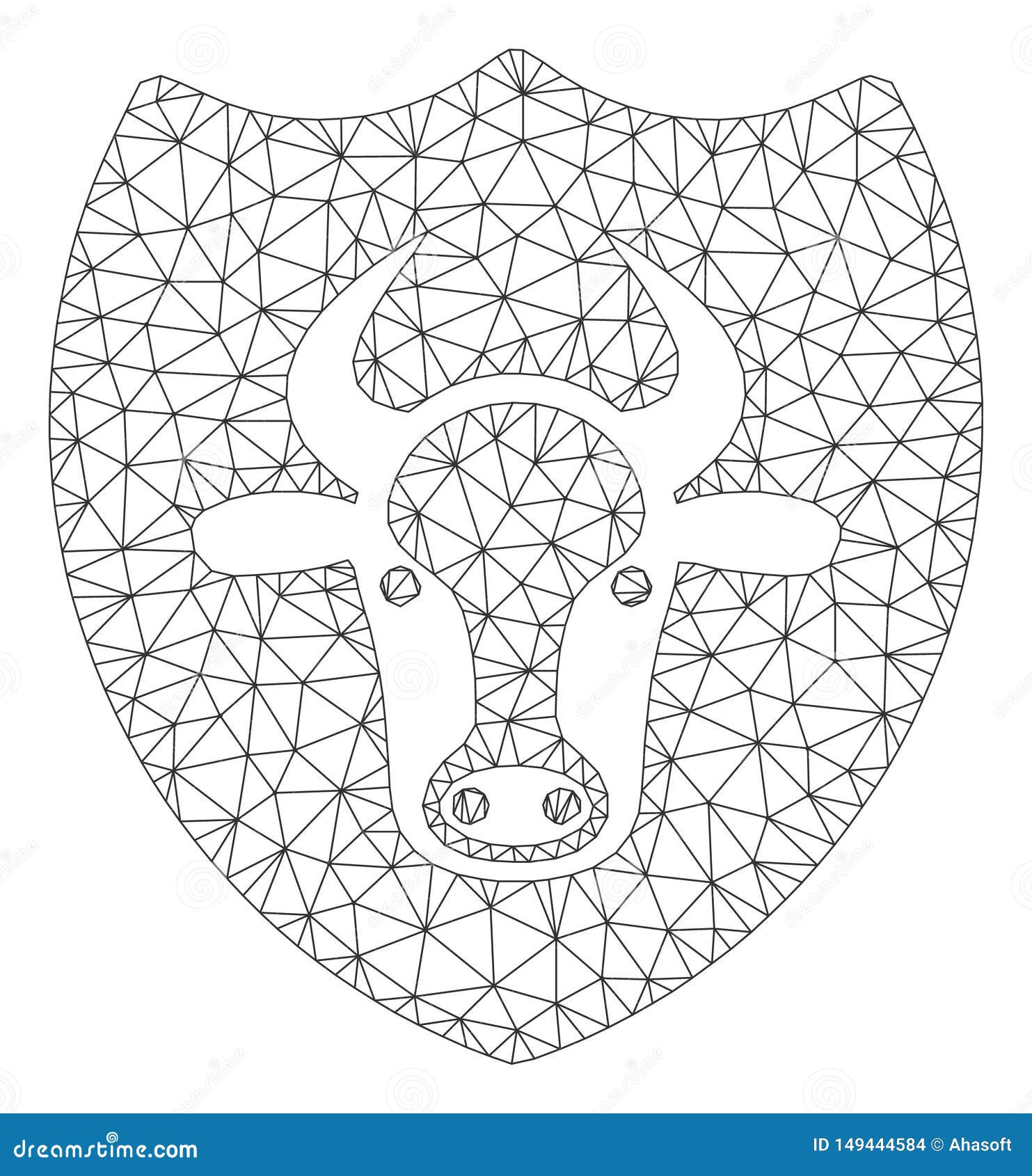 Bull Shield Polygonal Frame Vector Mesh Illustration Stock Vector ...