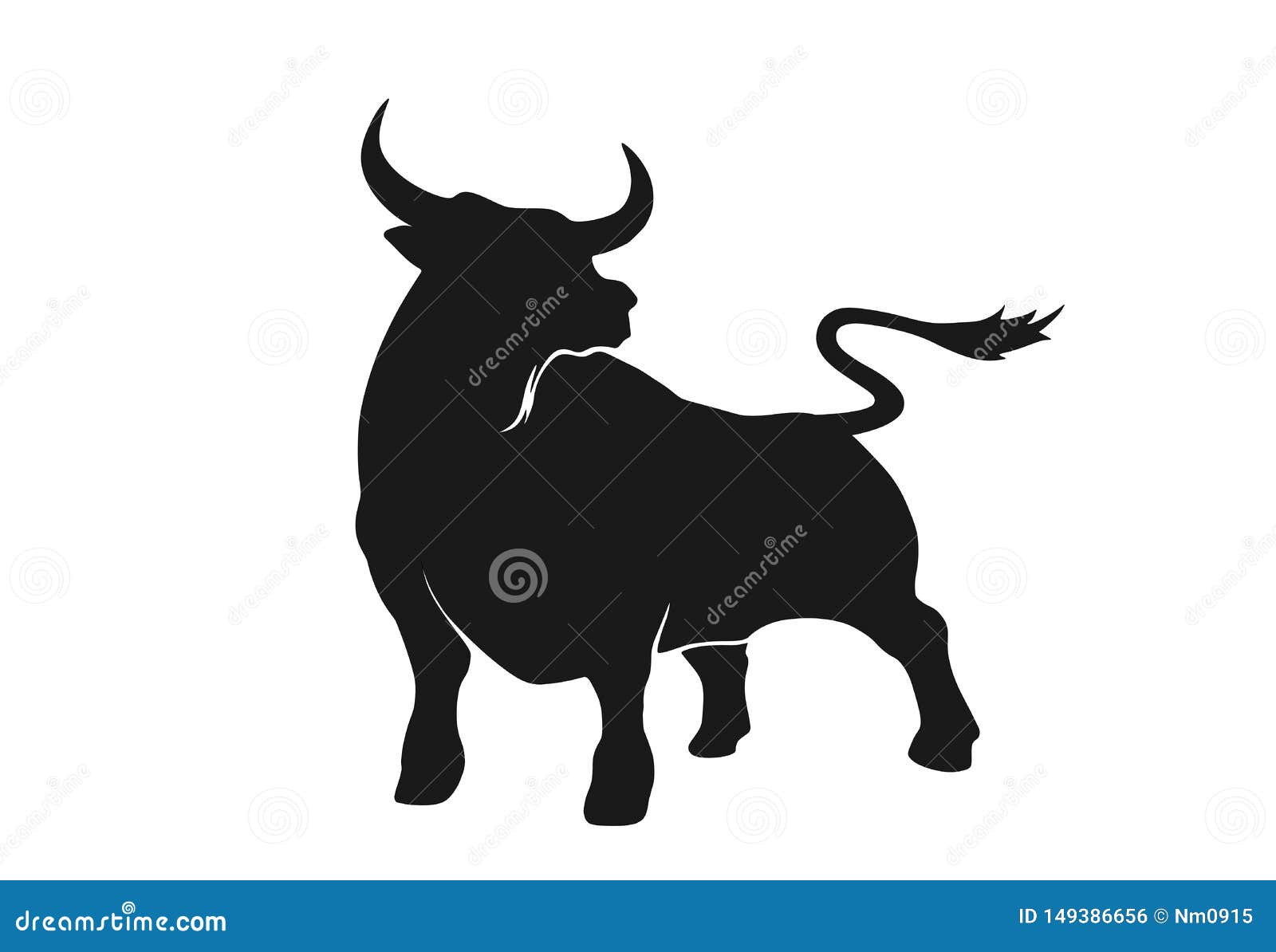 Bull Silhouette Icon. Strength And Perseverance Symbol. Vector Image Of ...