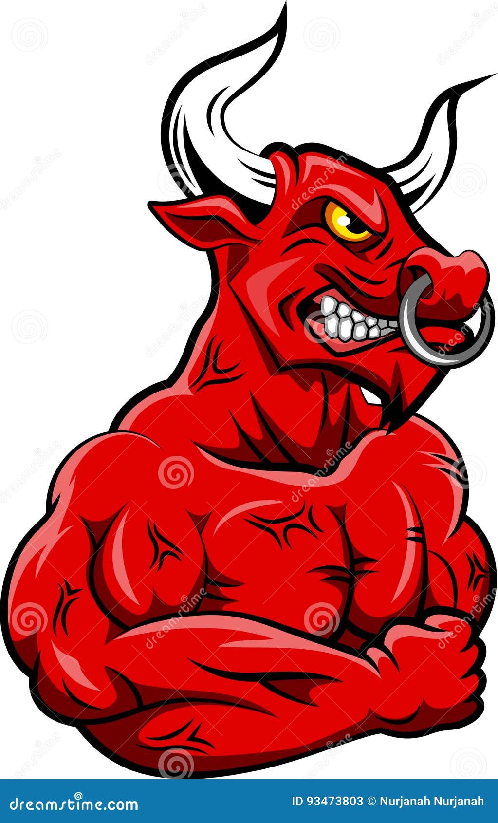 Strong Red Bull Mascot Cartoon Vector | CartoonDealer.com #51831343