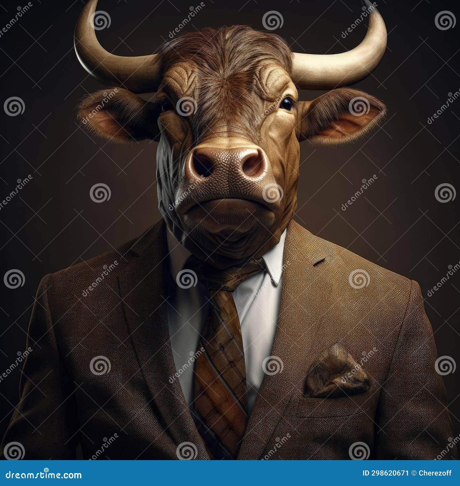 Bull in suit and tie stock illustration. Illustration of intelligent ...