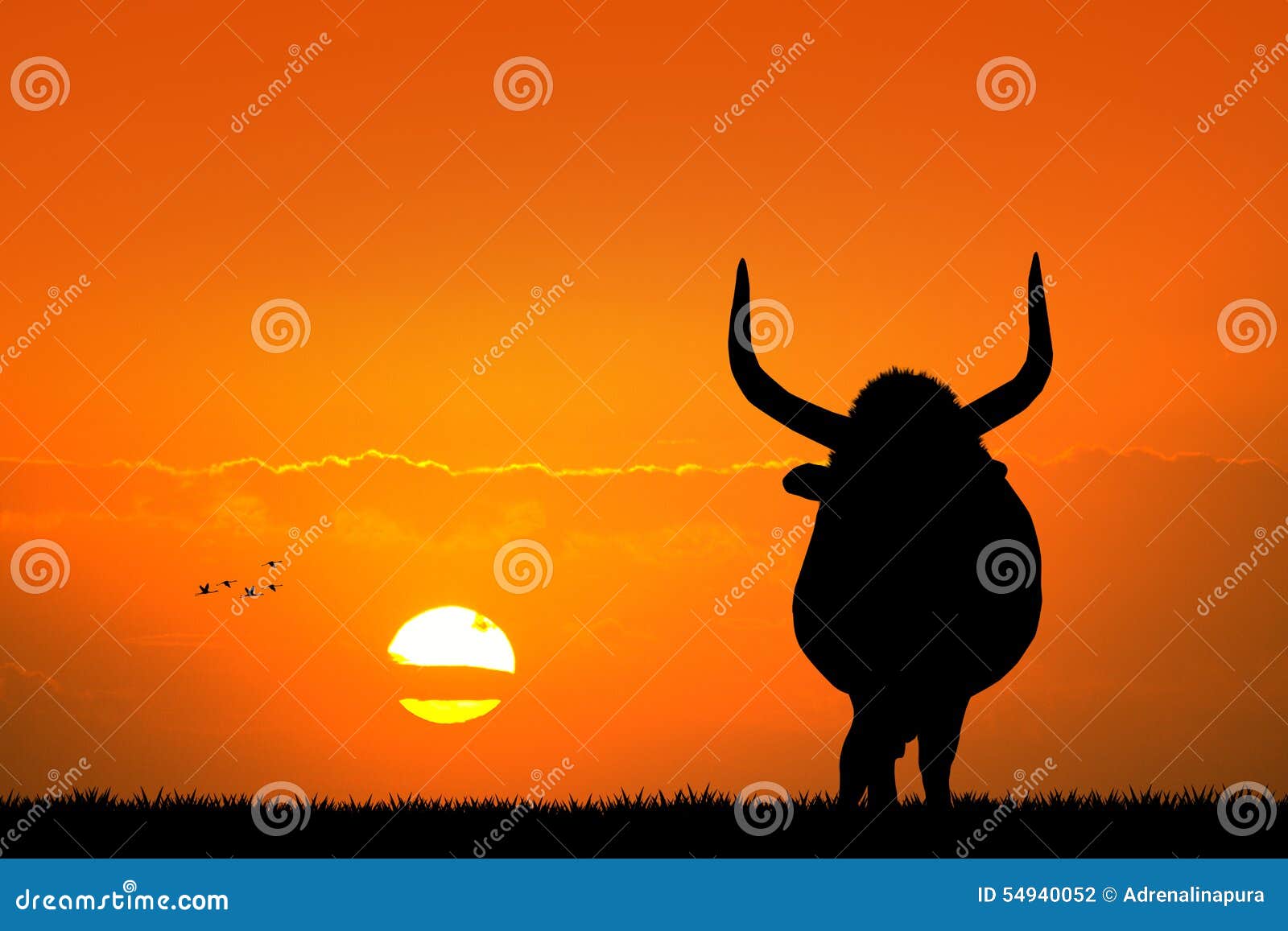 Bull At Sunset. 3d Stock Photography | CartoonDealer.com #141540596
