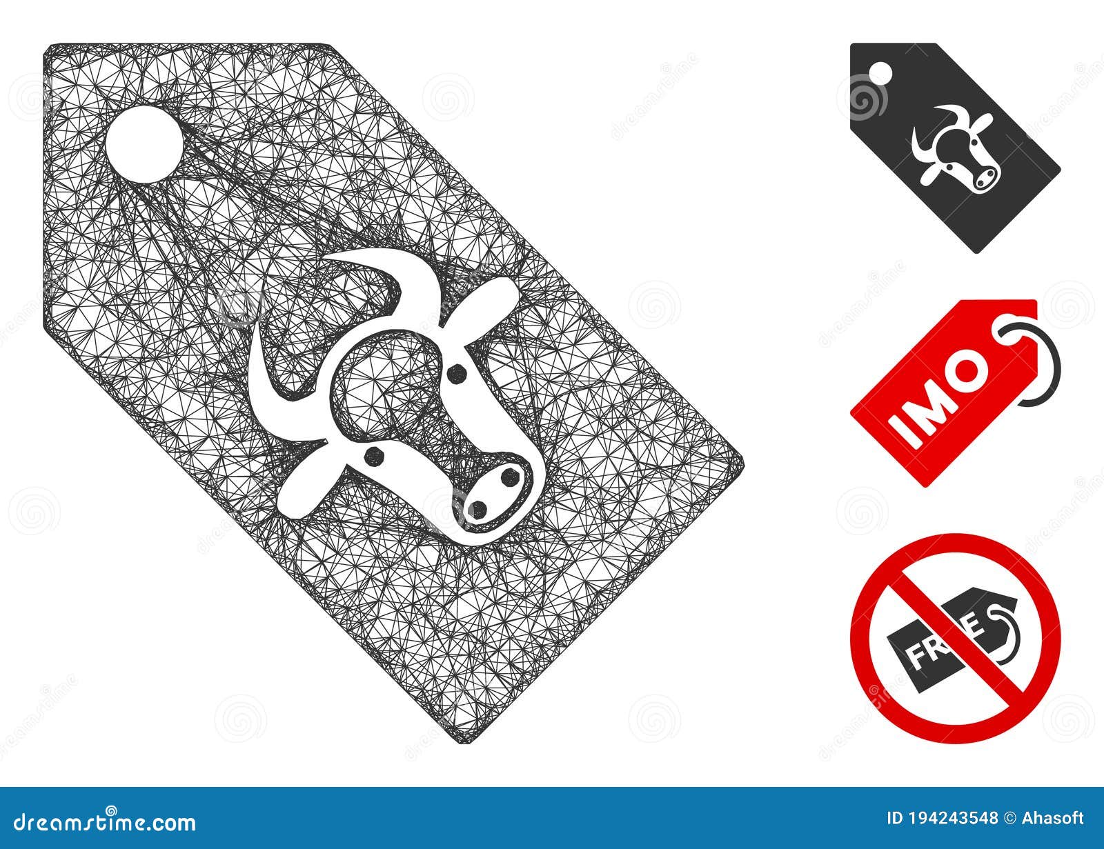 Bull Tag Polygonal Web Vector Mesh Illustration Stock Vector ...