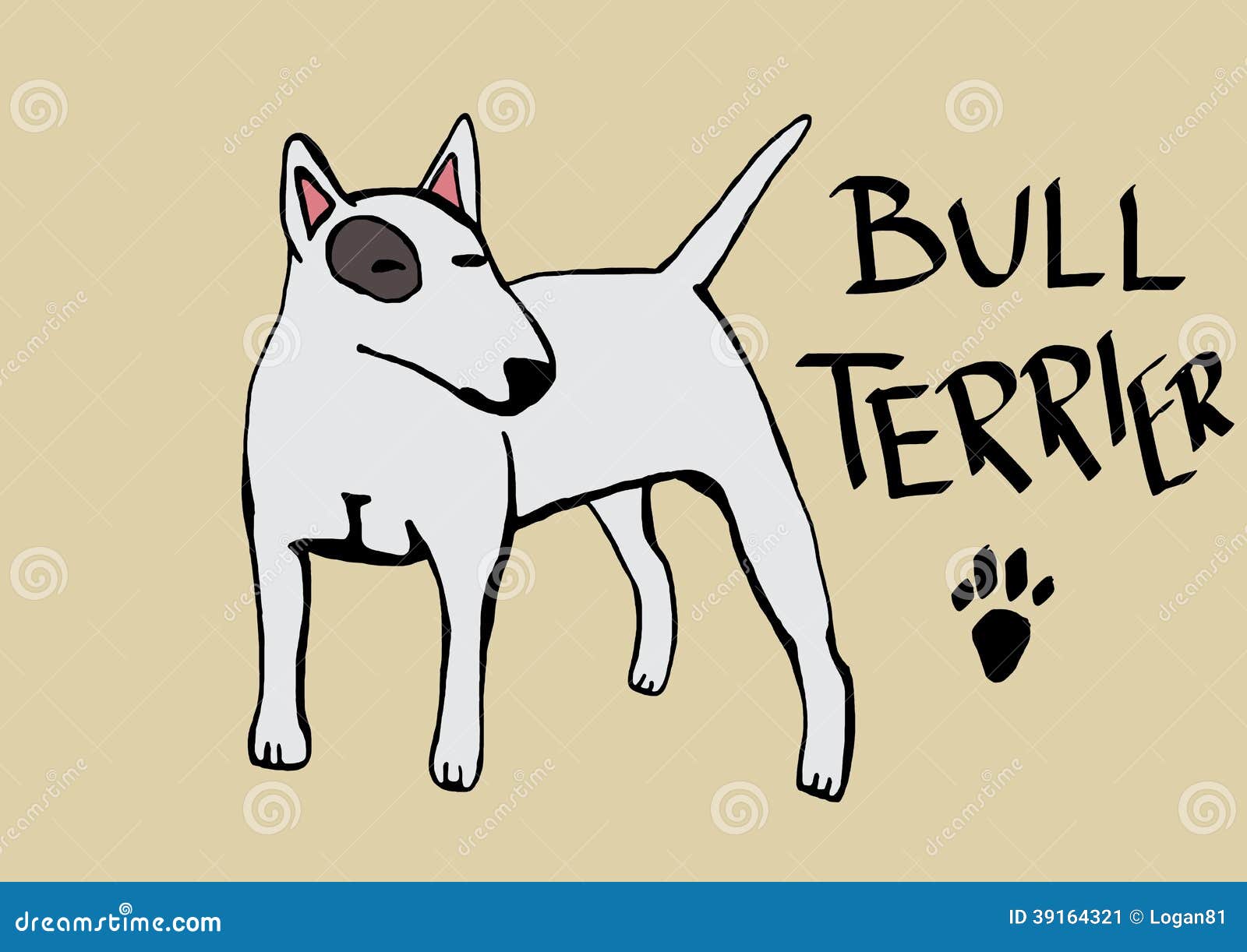 Bull terrier stock illustration. Illustration of footprint - 39164321
