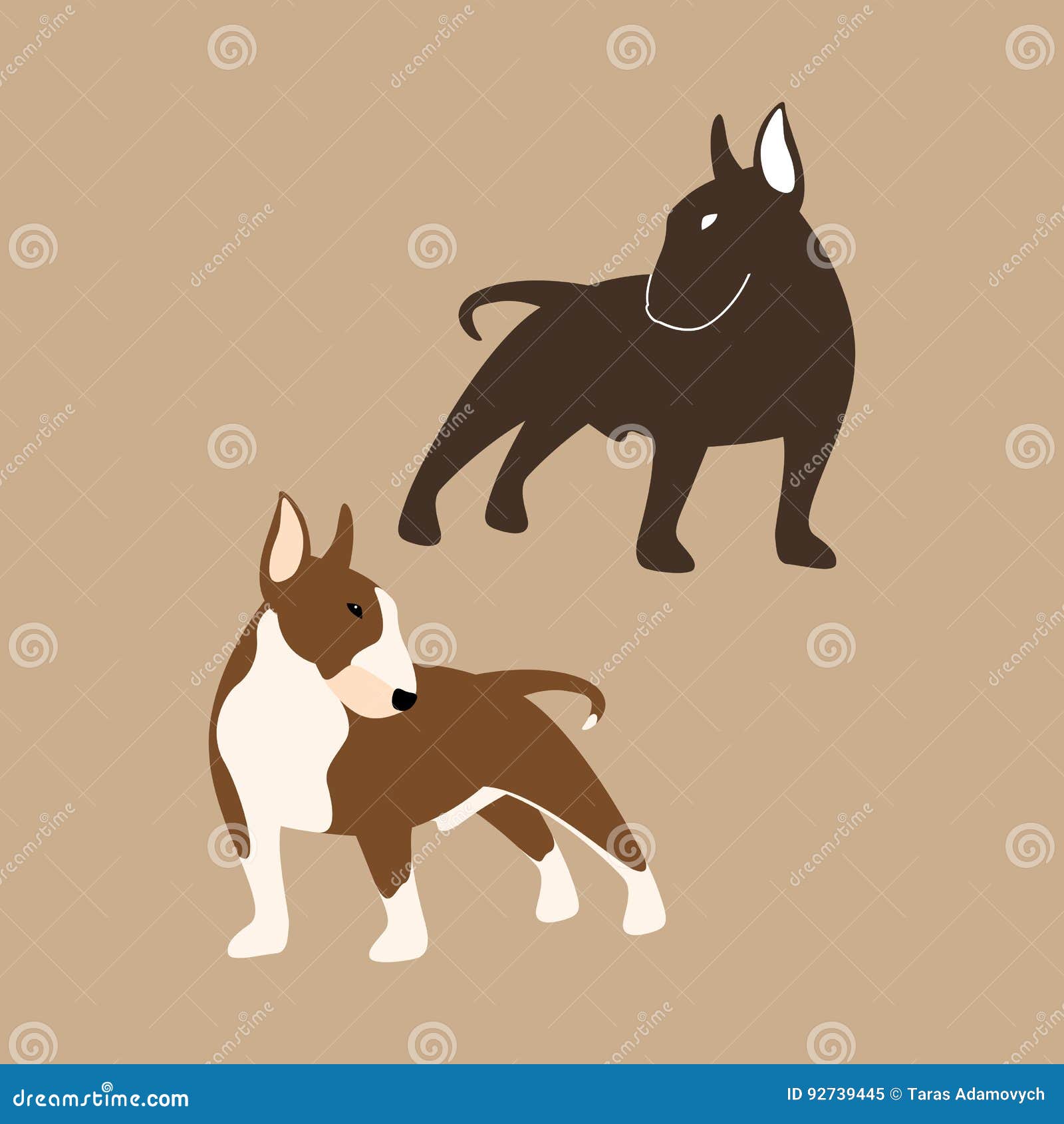 Bull Terrier Vector Illustration Style Flat Set Stock Vector ...