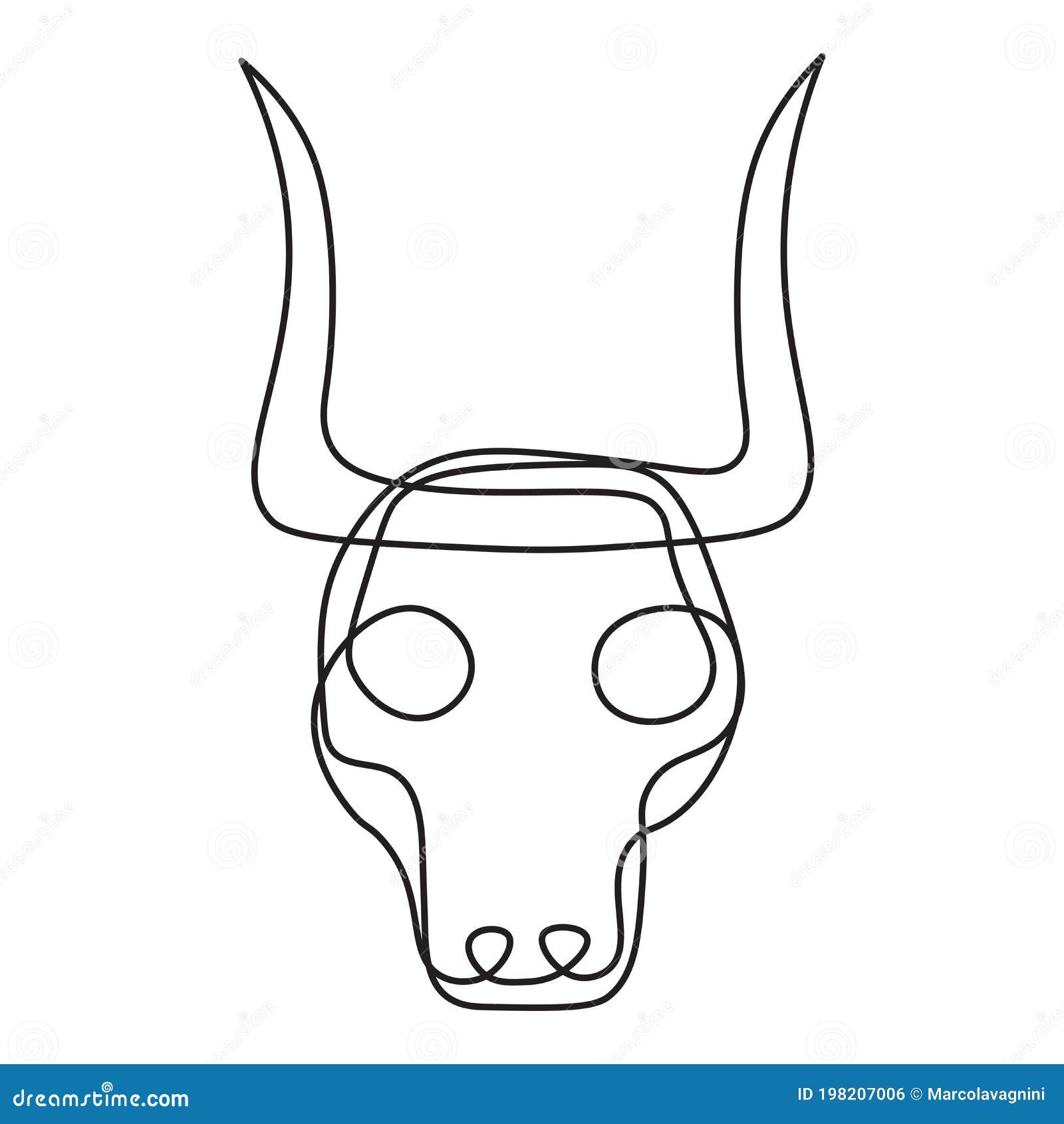 Bull Tribal Mask Continuous Single Line Style on White Stock Vector ...