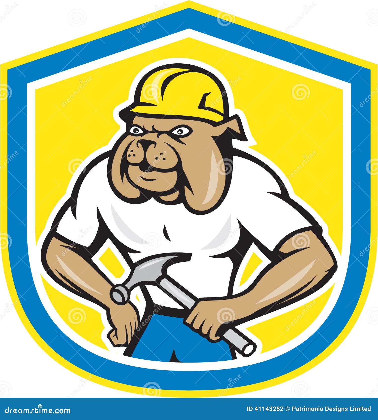 Bulldog Construction Worker Holding Hammer Cartoon Vector Illustration ...