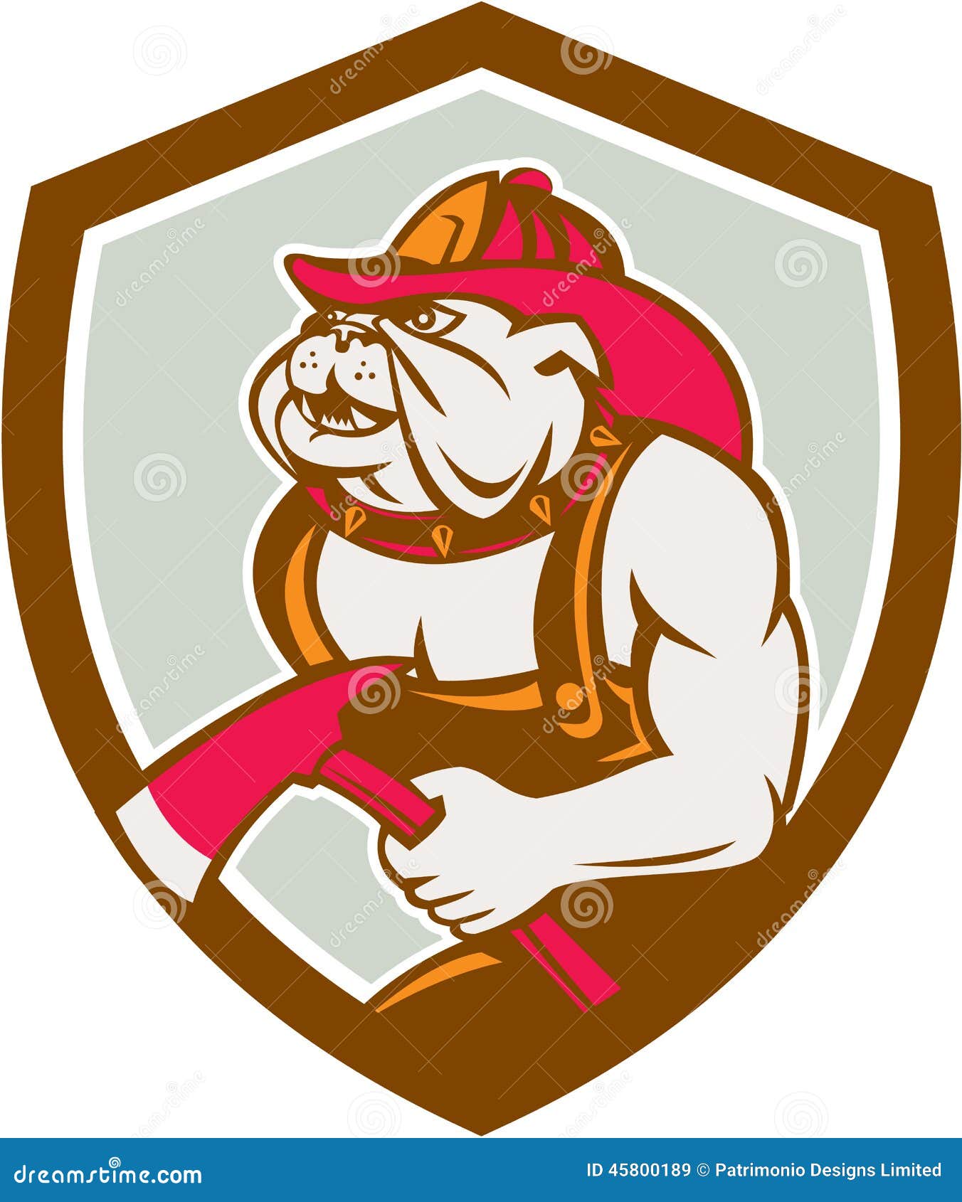 Bulldog Fireman Firefighter Walking With Fire Axe Cartoon Vector ...