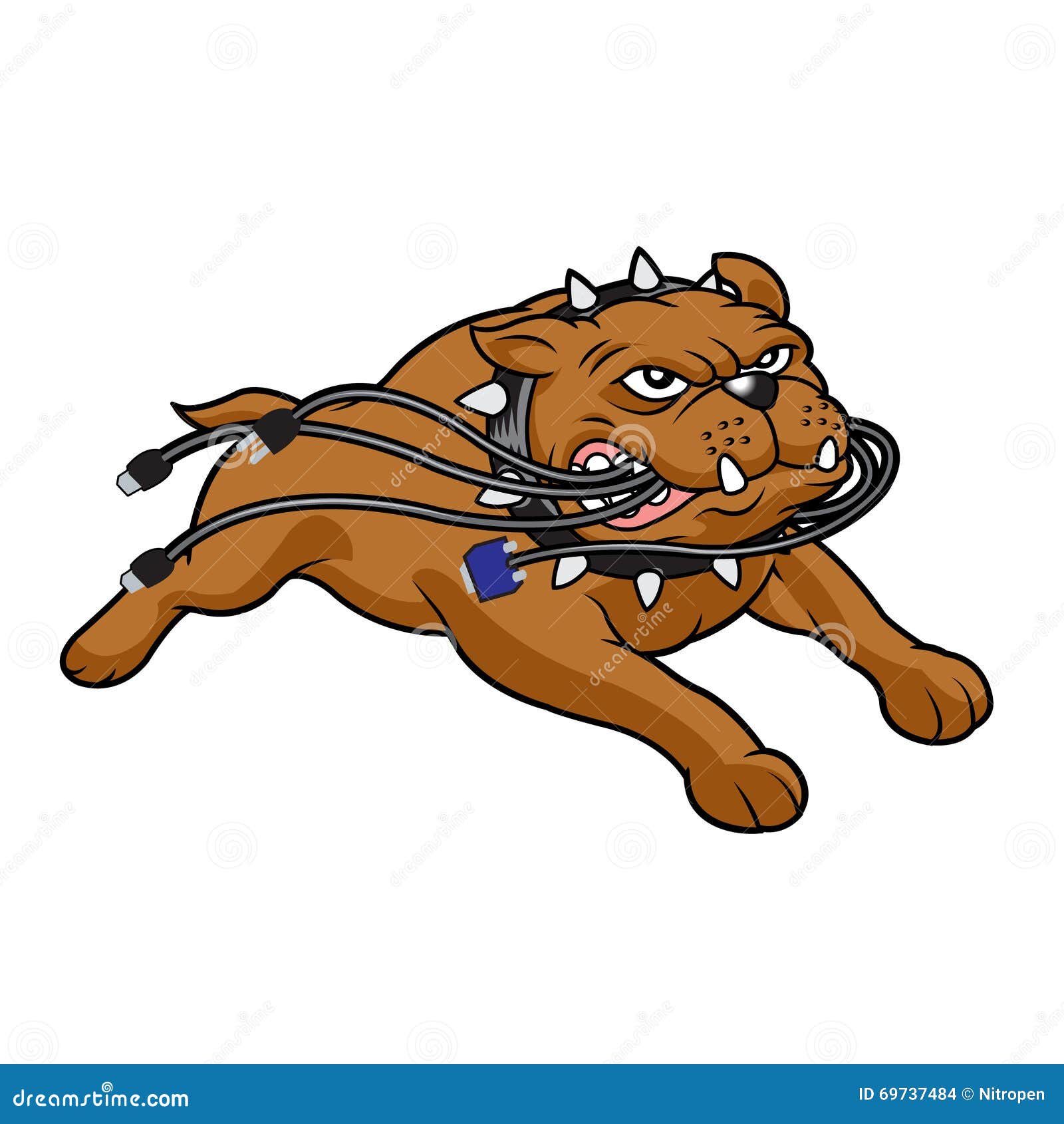 Bulldog Mascot Biting Cables Stock Vector - Illustration of mascot ...