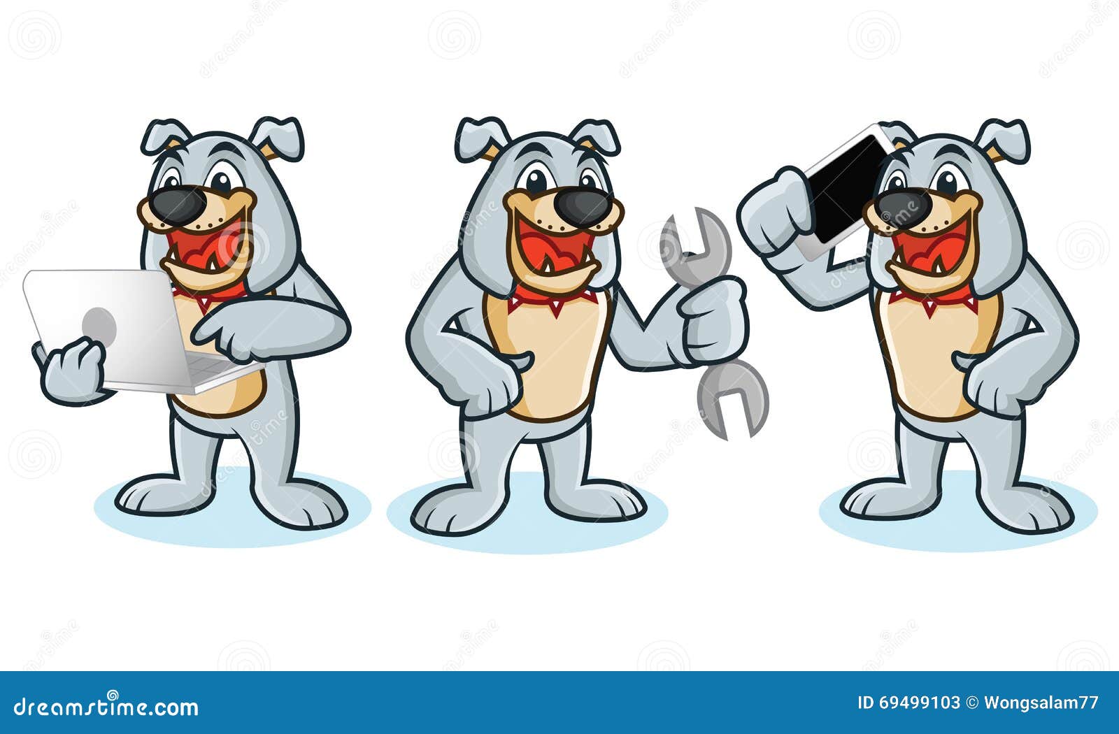 Bulldog Mascot Vector with Laptop Stock Vector - Illustration of black ...