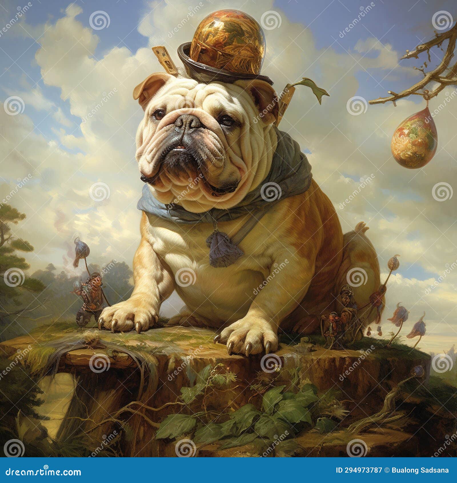 Bulldog is Patiently with Toad on His Head Made with Generative AI ...