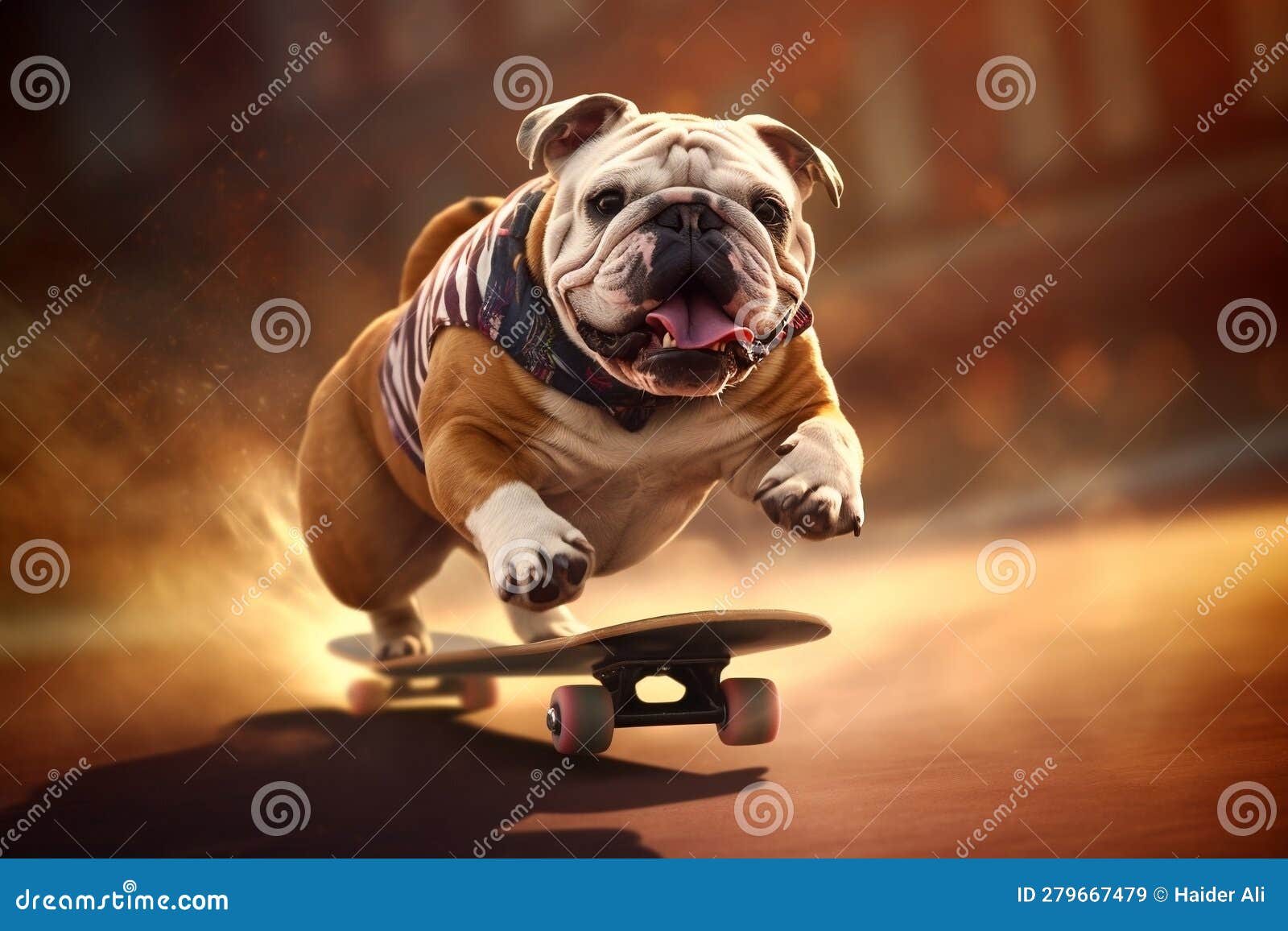 Bulldog Riding Skateboard Image. Generative AI Stock Illustration ...