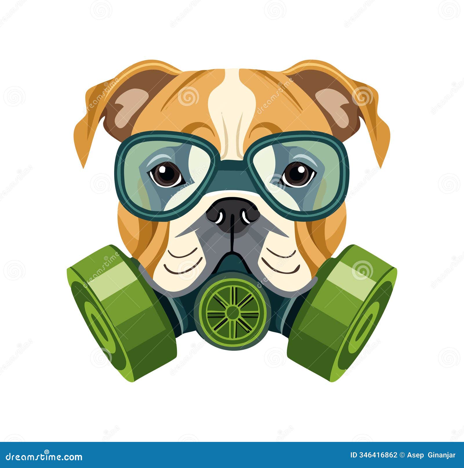 Bulldog wearing a gas mask stock illustration. Illustration of bulldog ...