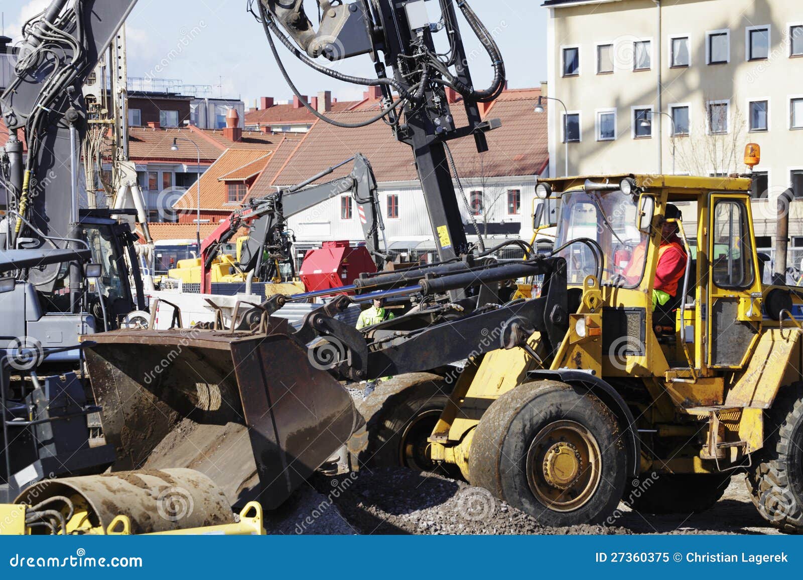 Bulldozer in action stock image. Image of digger, roadworks - 27360375
