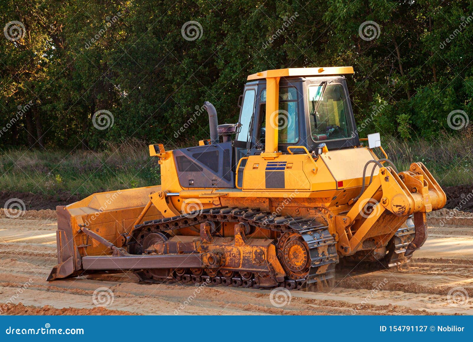Bulldozer in Action on a Construction Site Stock Image - Image of ...