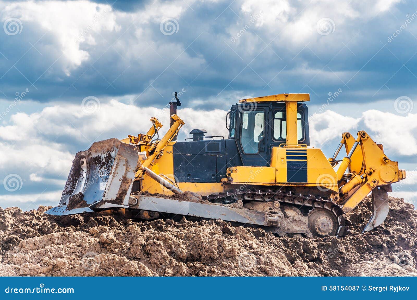 Bulldozer in action. stock image. Image of activity, industry - 58154087