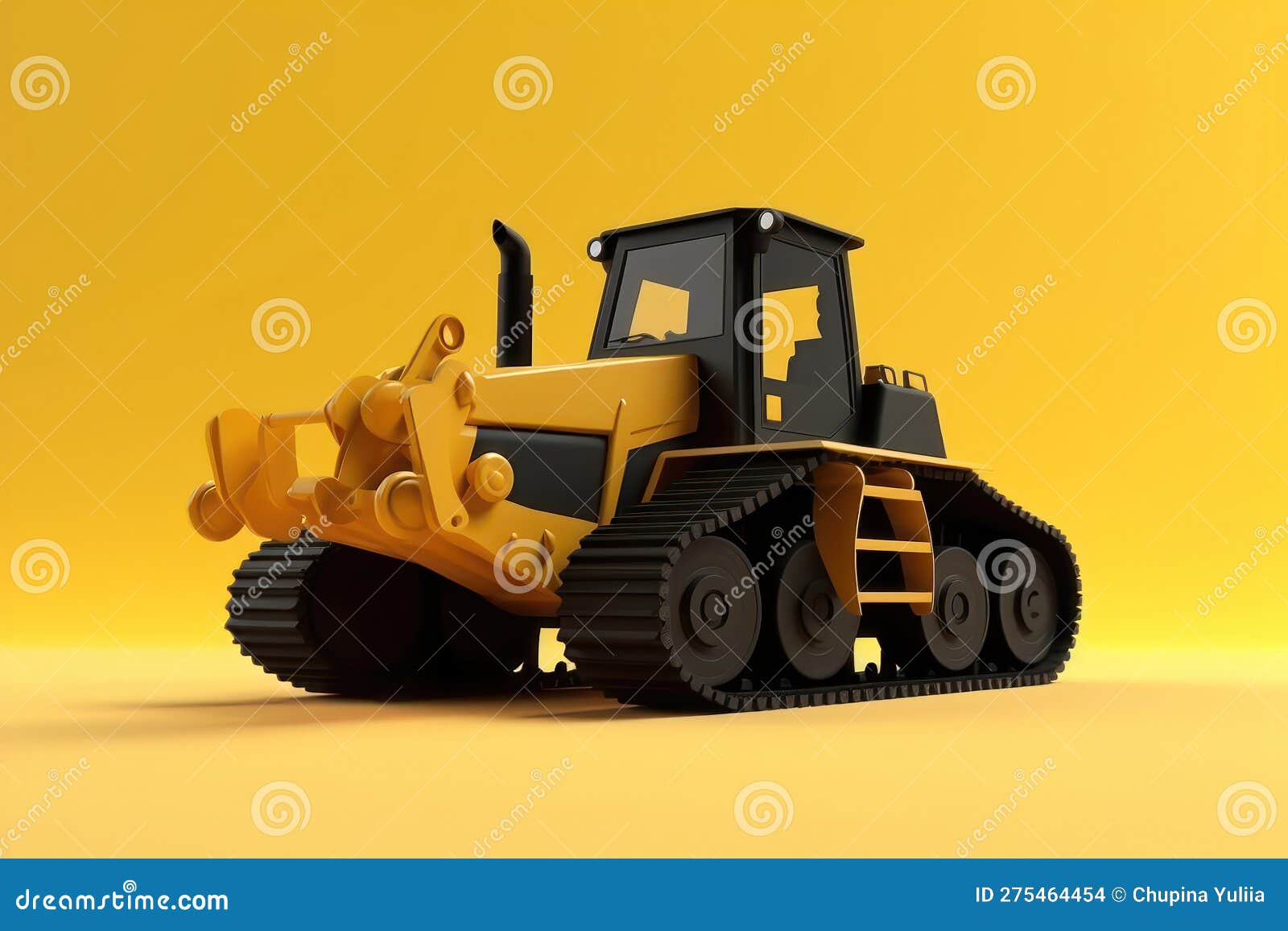 Bulldozer In Realistic Style. Front, Side And Back View Of Digger ...