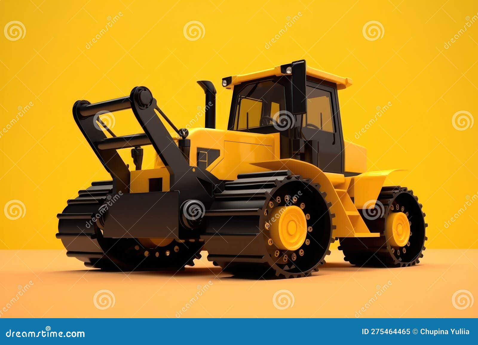 Bulldozer In Realistic Style. Front, Side And Back View Of Digger ...