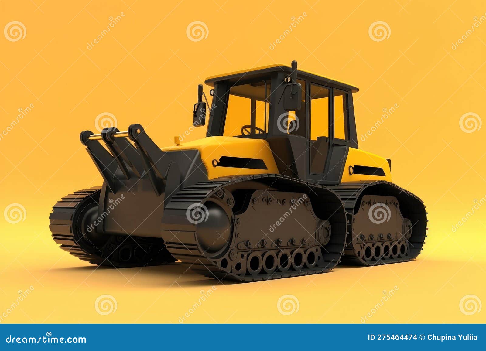 Bulldozer In Realistic Style. Front, Side And Back View Of Digger ...