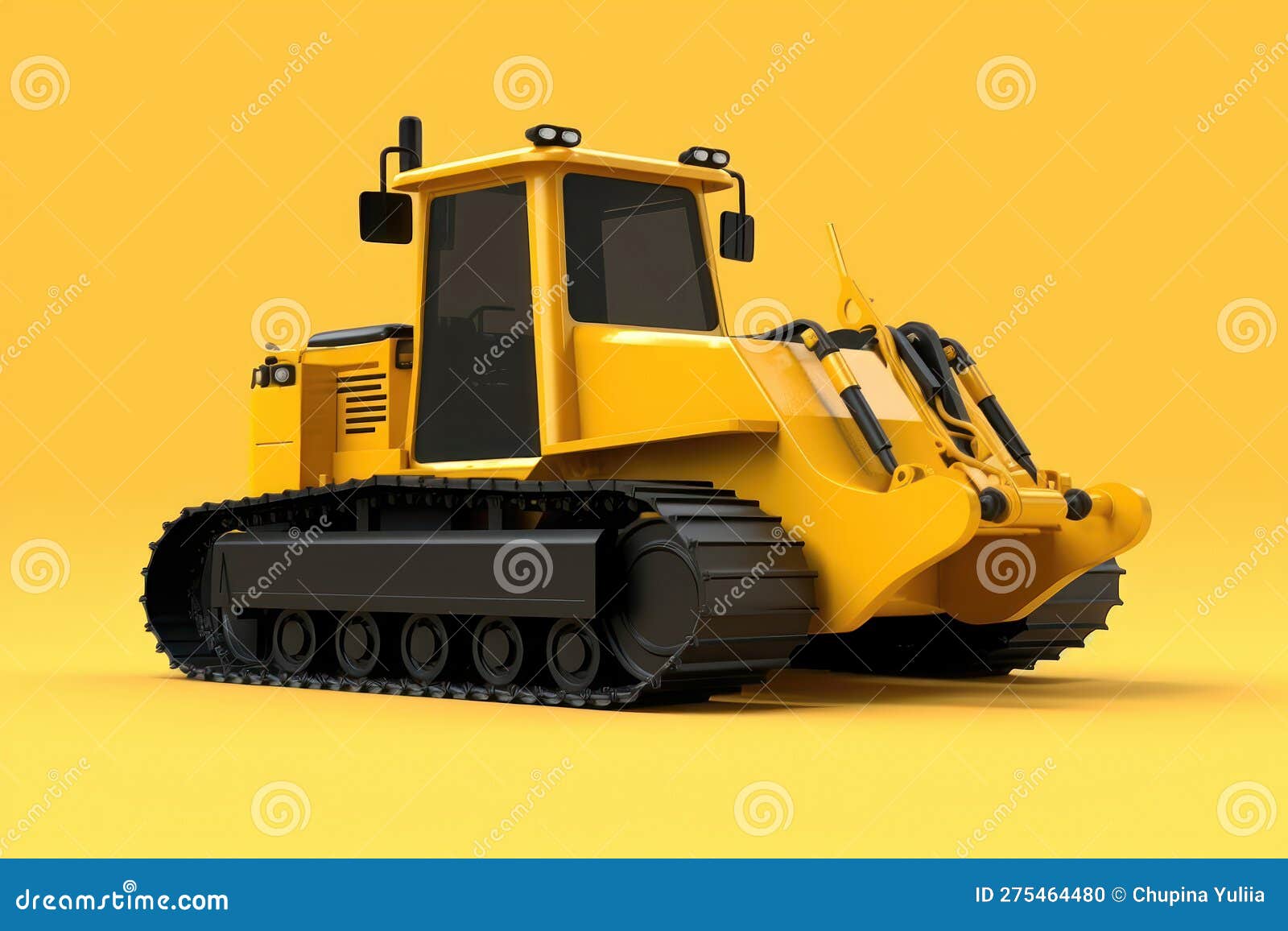 Bulldozer In Realistic Style. Front, Side And Back View Of Digger ...