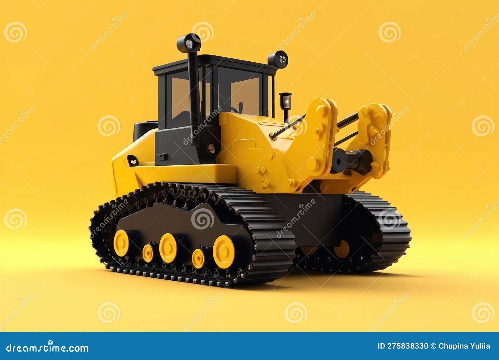 Bulldozer In Realistic Style. Front, Side And Back View Of Digger ...
