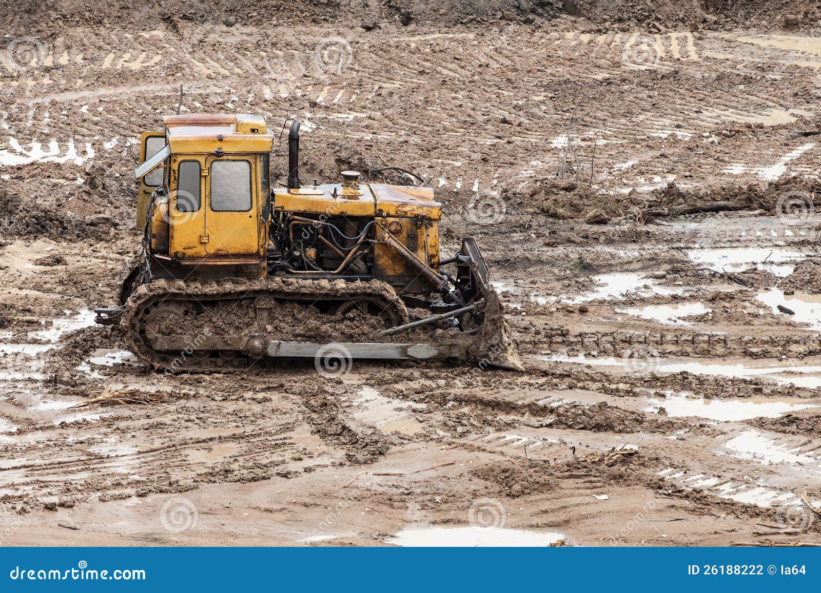 Bulldozer at Building Construction Site Stock Photo - Image of ...