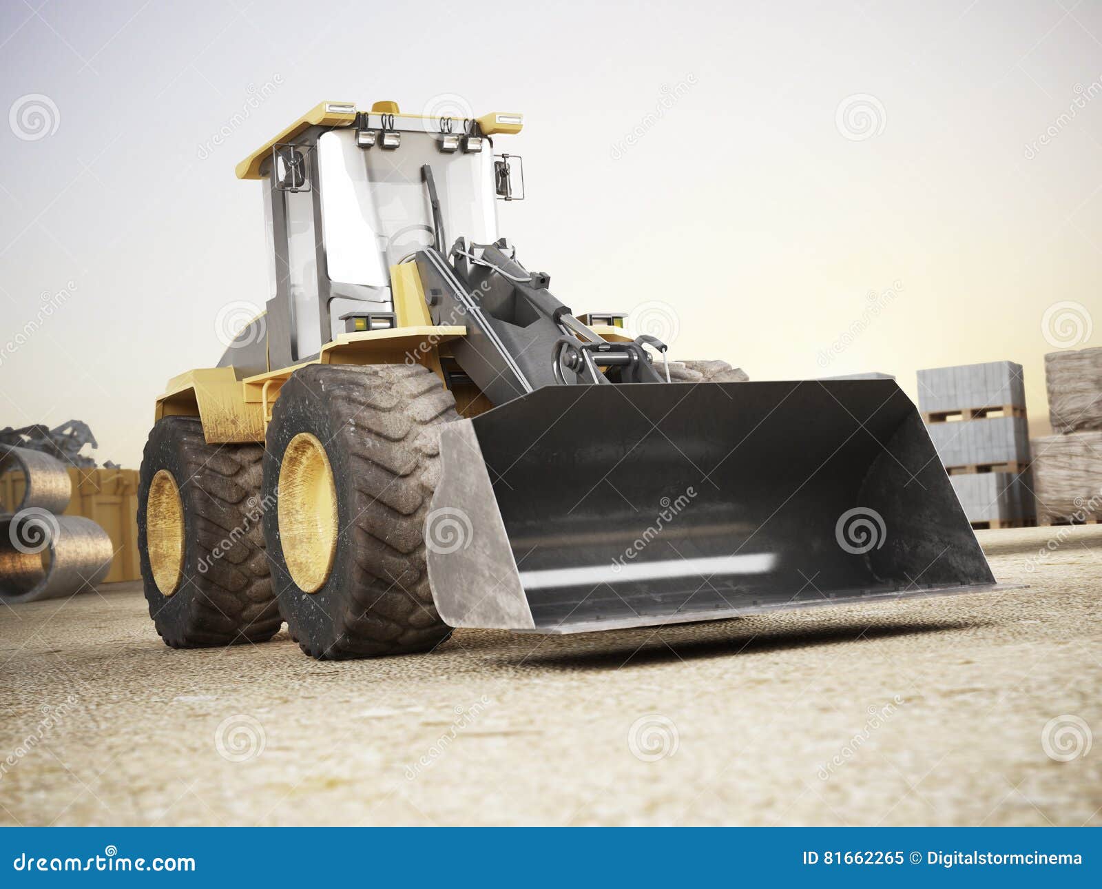 Bulldozer on a Building Construction Site. Stock Illustration ...