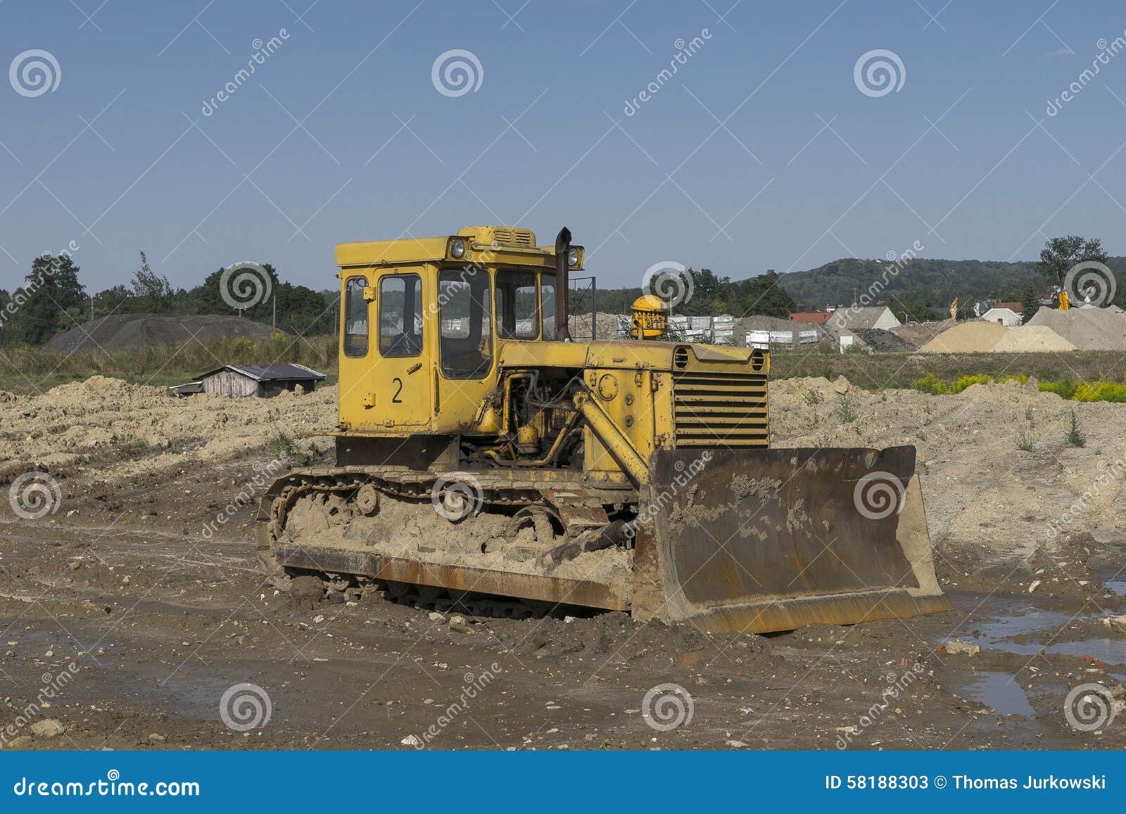Bulldozer at Building Construction Site Stock Image - Image of ...