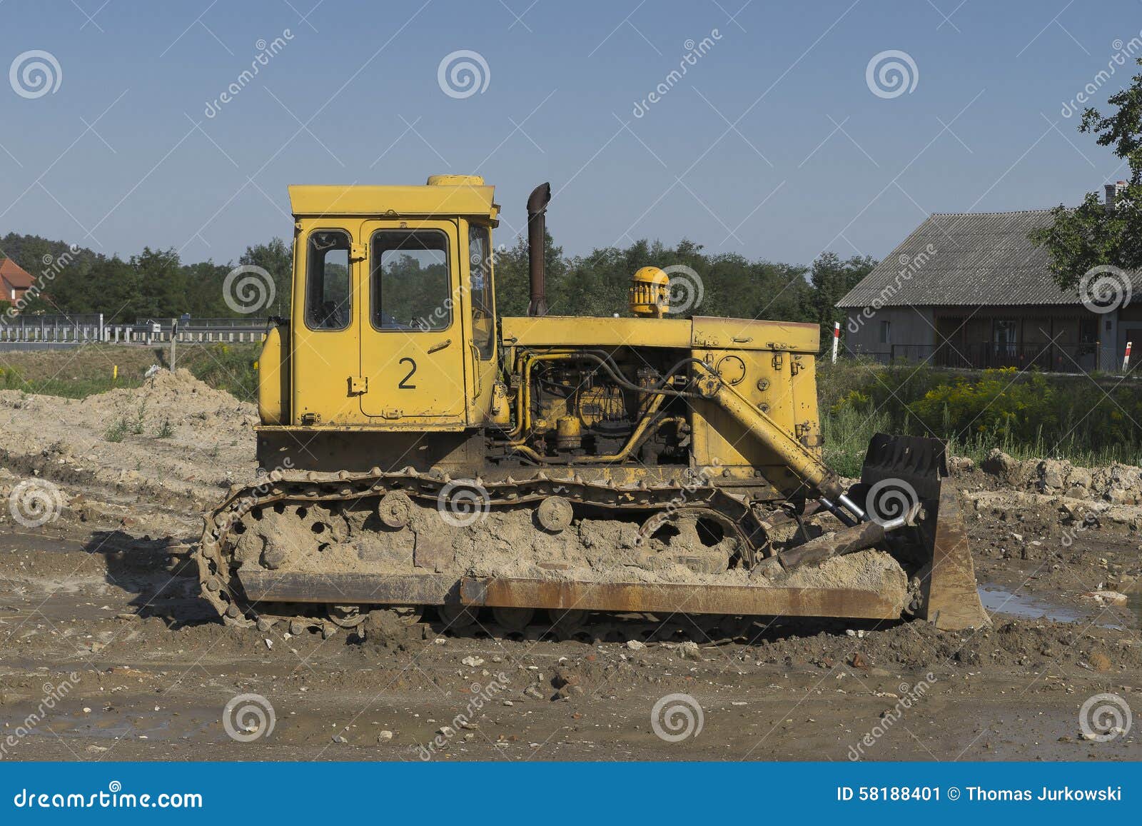Bulldozer at Building Construction Site Stock Image - Image of ...