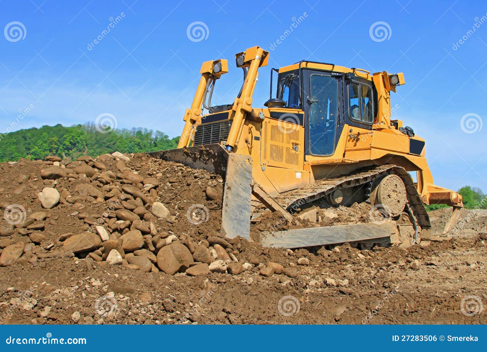 The Bulldozer on a Building Site Stock Photo - Image of power, yard ...