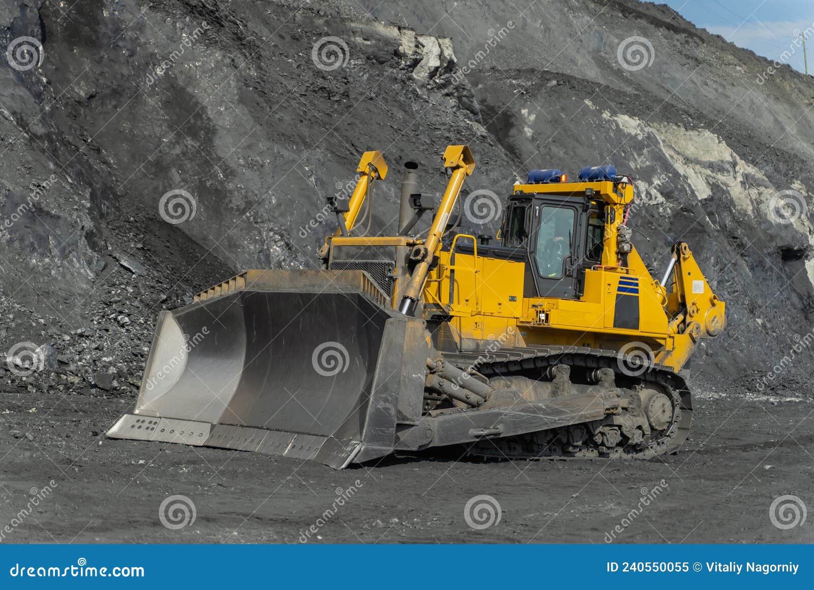 A Bulldozer Cleans a Gold Mine Site in an Open Pit. Stock Image - Image of construction ...