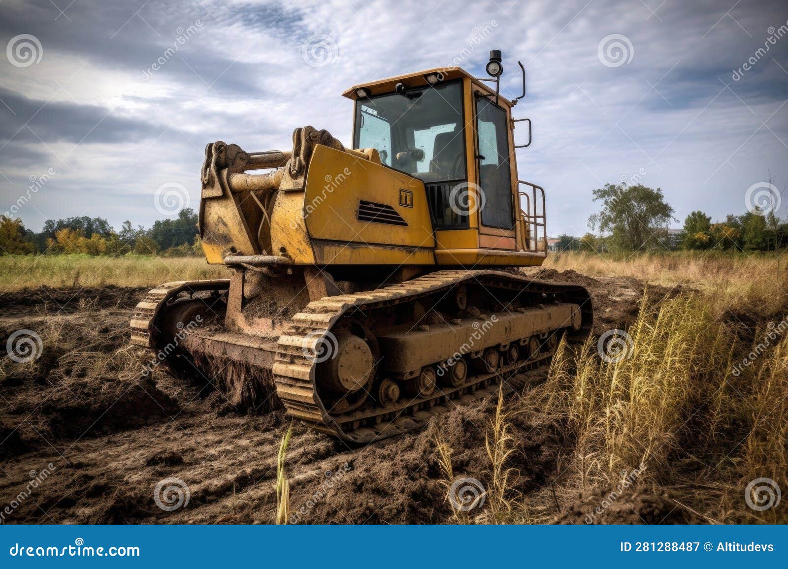Bulldozer Clearing Land for New Development Stock Illustration ...