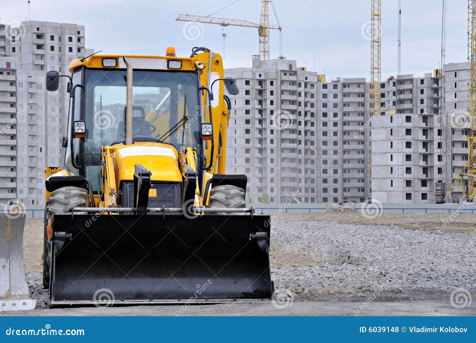Bulldozer on Construction of Apartment Houses Stock Photo - Image of ...