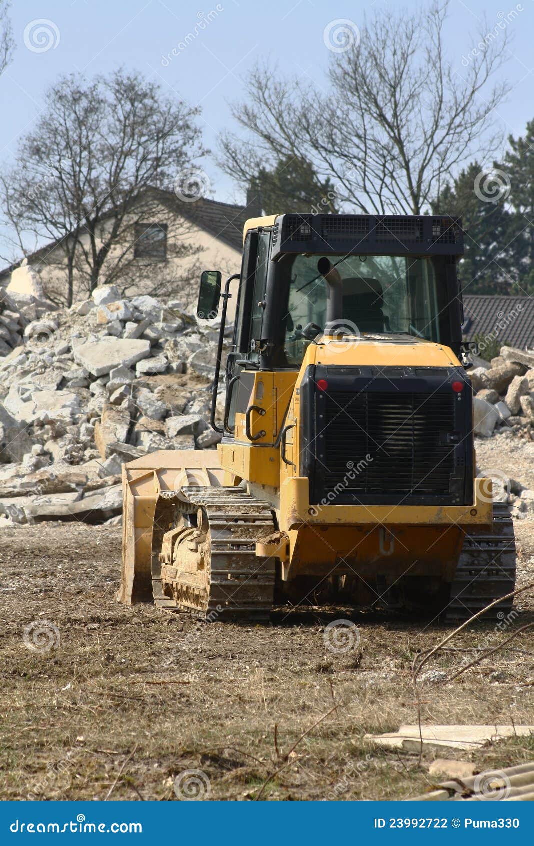Bulldozer at a Construction Site Stock Photo - Image of bulldozer ...