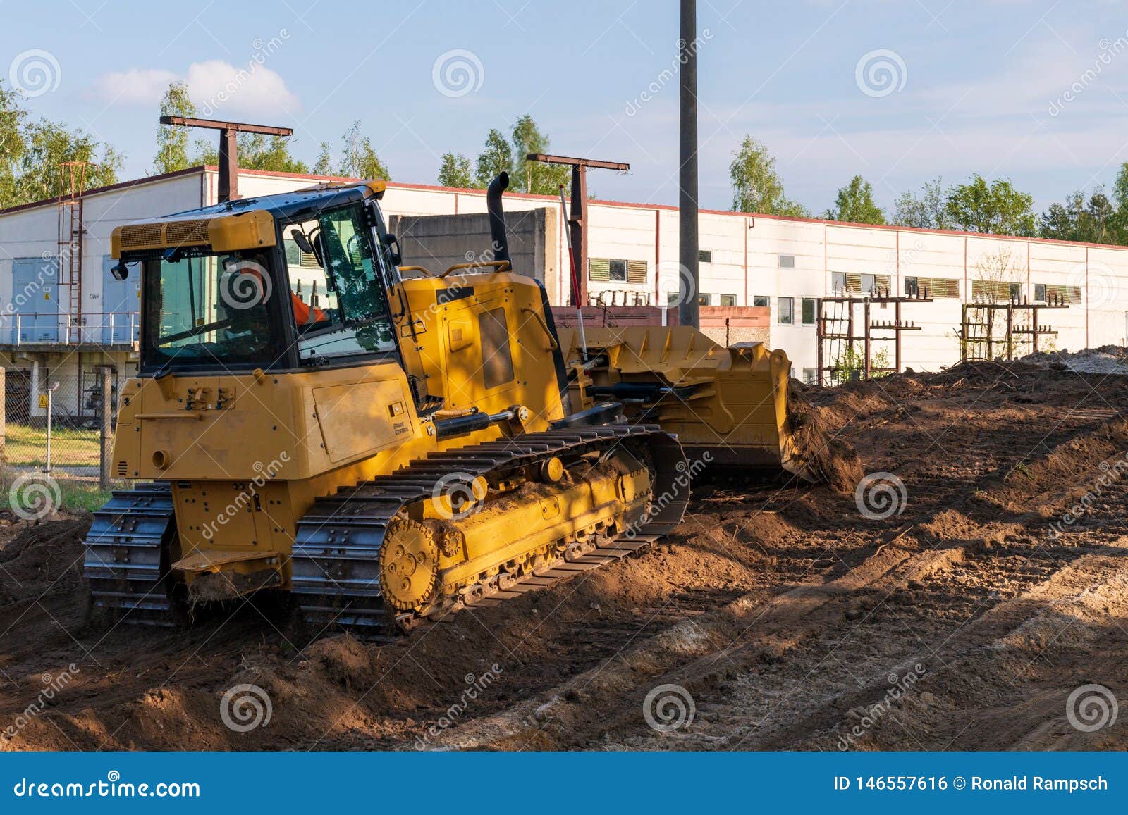 A Bulldozer during Clearing Work Stock Photo - Image of blade, pushing ...