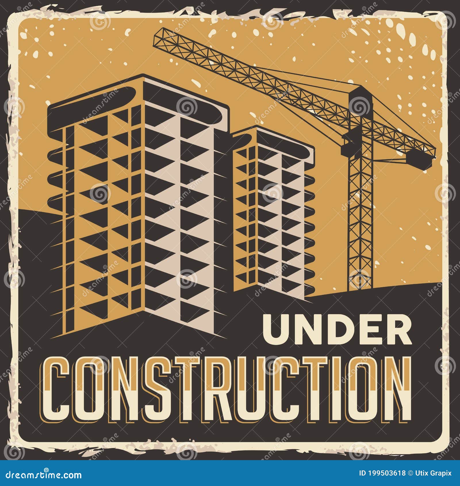 Under Construction Building Signage Poster Retro Rustic Stock Vector ...