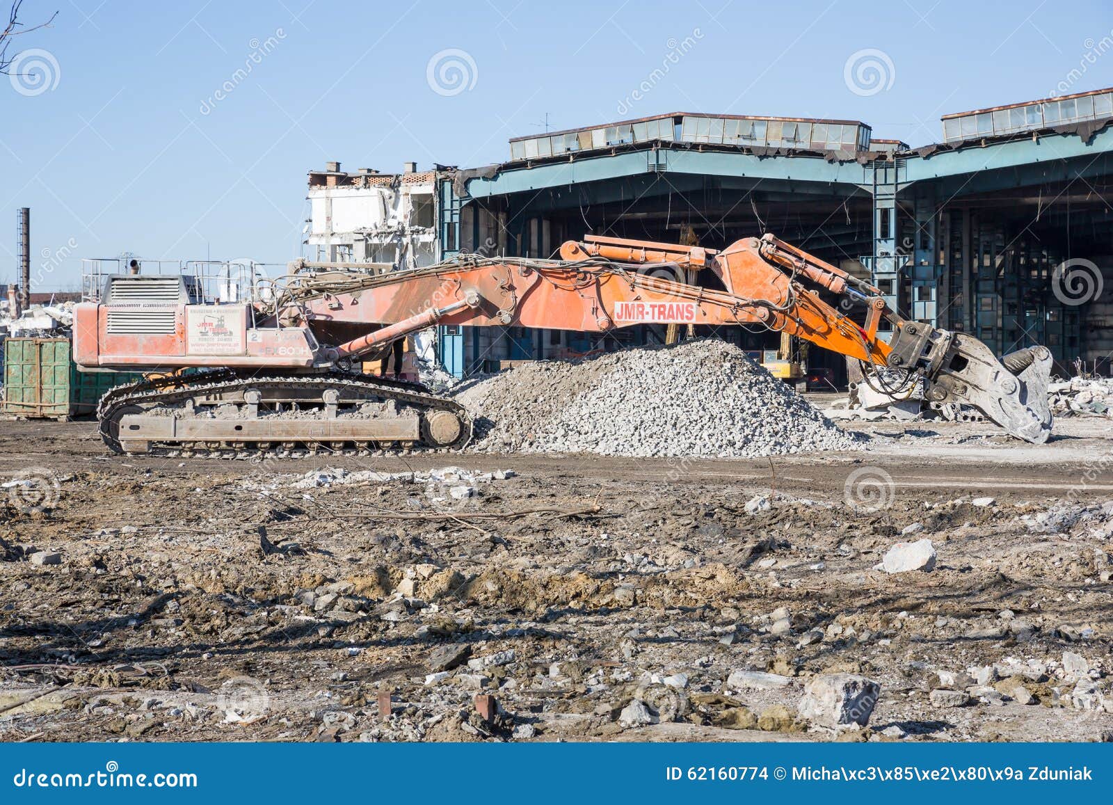 Bulldozer Crushing the Building Stock Photo - Image of machine ...